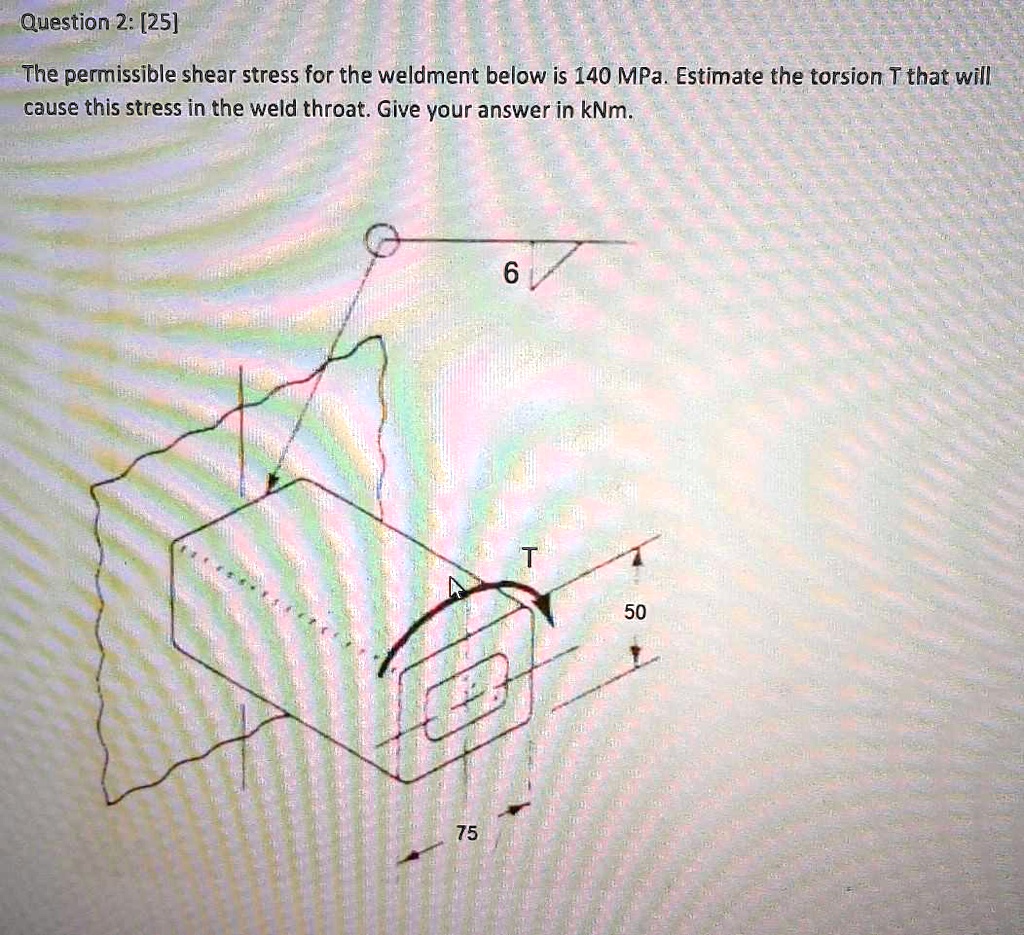 Question 2: [25] The permissible shear stress for the weldment below is ...