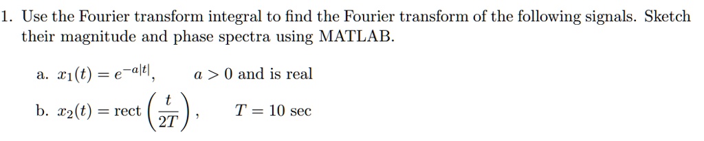 SOLVED: Find the Fourier transform for each of the following signals, using the Fourier integral ...