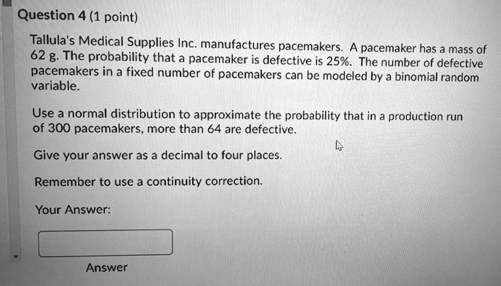 Video Solution Question 4 1 Point Tallulas Medical Supplies Inc