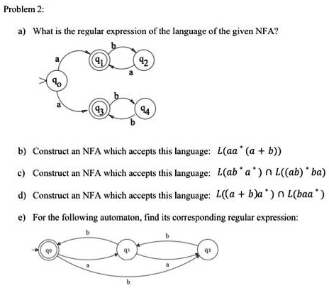 Problem 2: a) What is the regular expression of the language of the given NFA? b a q1 q2 a b a ...