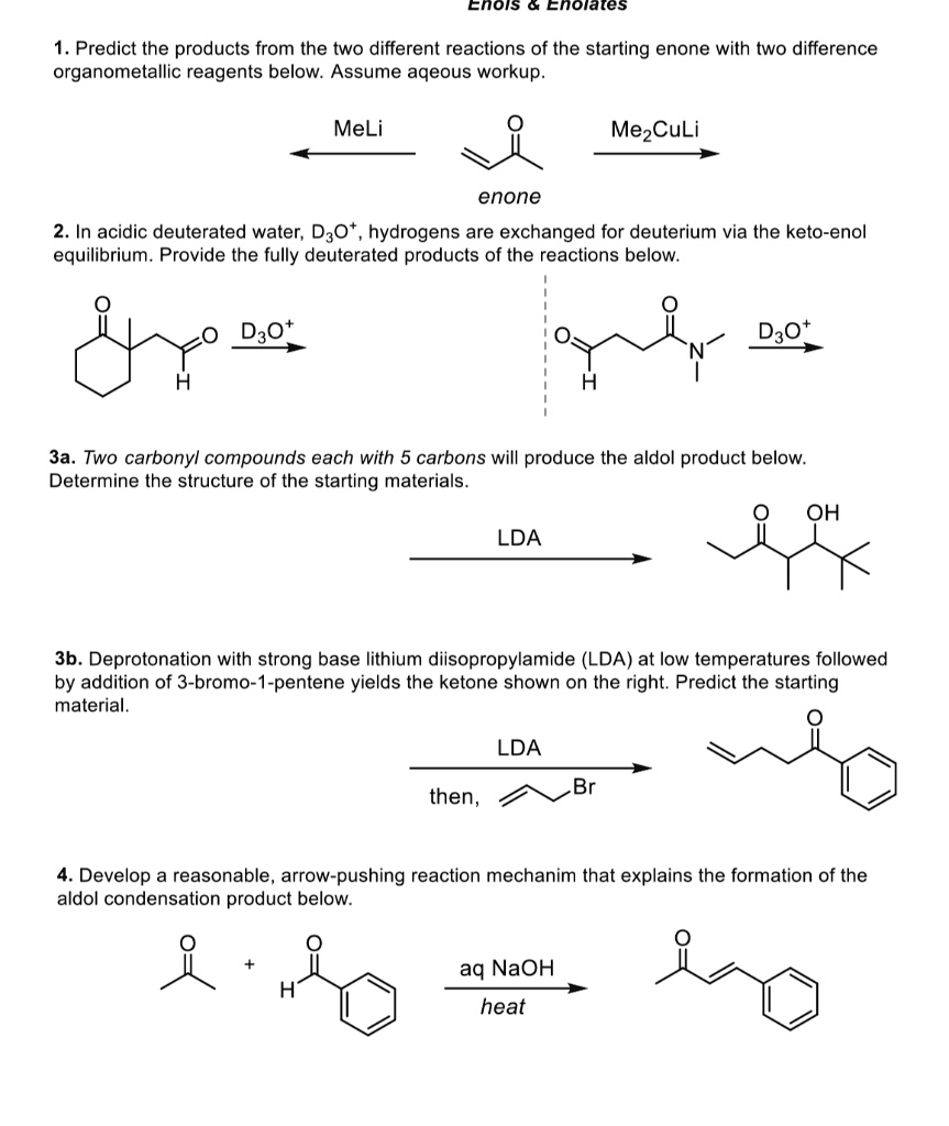1. Predict the products from the two different reactions of the ...