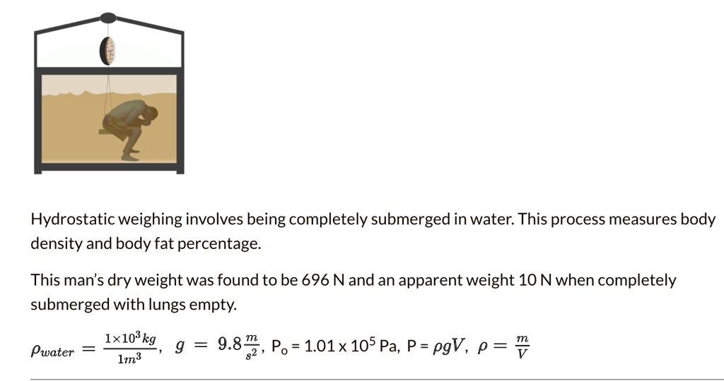 hydrostatic weighing involves being completely submerged in water this ...