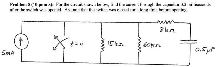 SOLVED: Problem 5 (10 points): For the circuit shown below, find the current through the ...