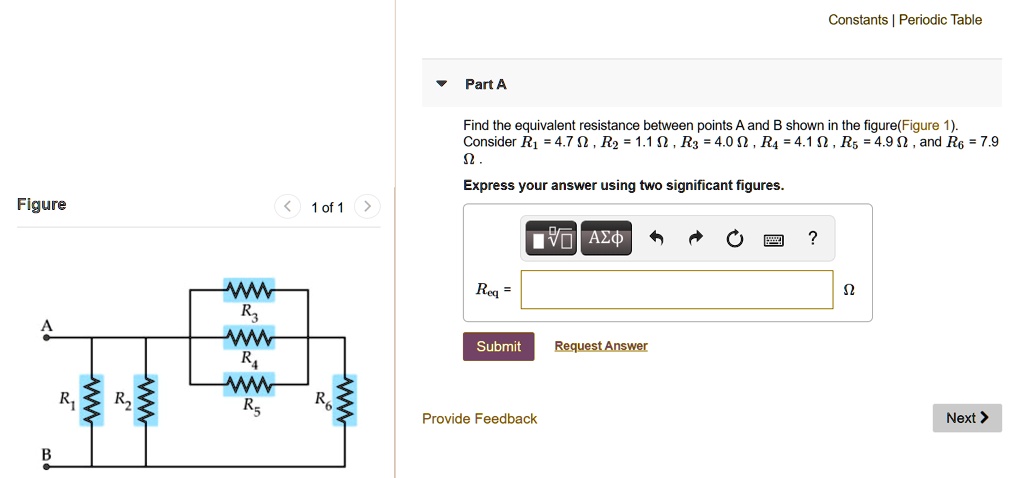 SOLVED: Part A Find the equivalent resistance between points A and B ...