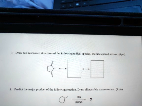 SOLVED: Draw two resonance structures for the following radical species. Include curved arrows ...