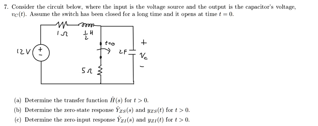 SOLVED: Consider the circuit below, where the input is the voltage source and the output is the ...