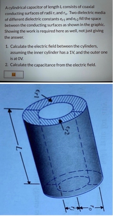 SOLVED: A cylindrical capacitor of length L consists of coaxial ...