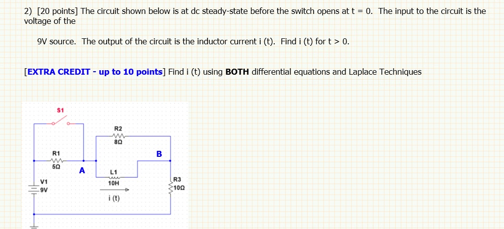 SOLVED: The circuit shown below is at DC steady-state before the switch ...