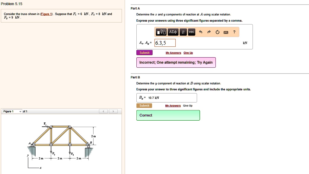 SOLVED: Determine the x and y components of reaction at A using scalar notation. Problem 5.15 ...