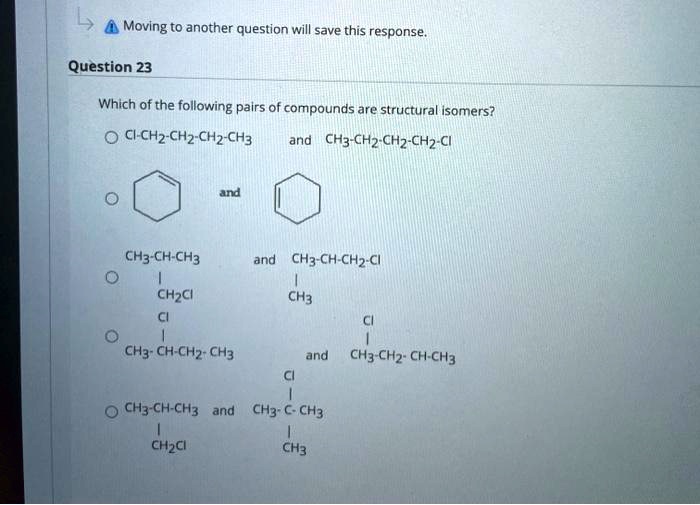 Moving to another question will save this response. Question 23 Which of the following pairs of ...
