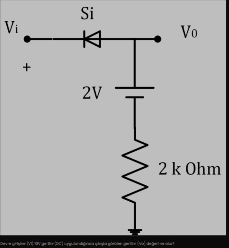 What is the voltage (vo) value seen at the output when 10V voltage(DC) is applied to the circuit ...
