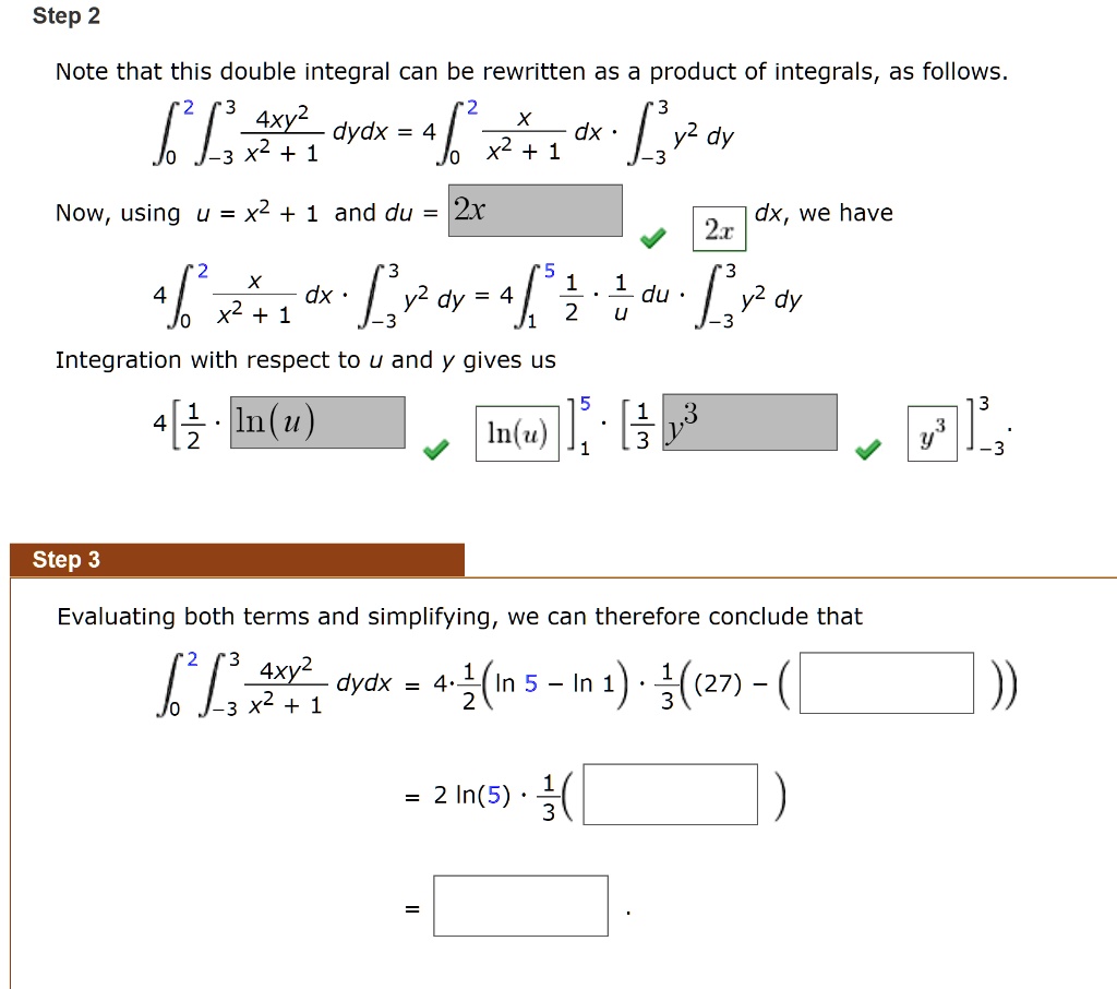 SOLVED: Note that this double integral can be rewritten as a product of ...