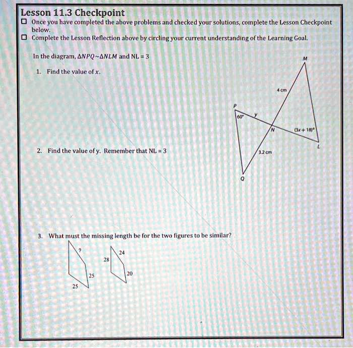 Lesson 11.3 Checkpoint Geometry Once you have completed the above ...