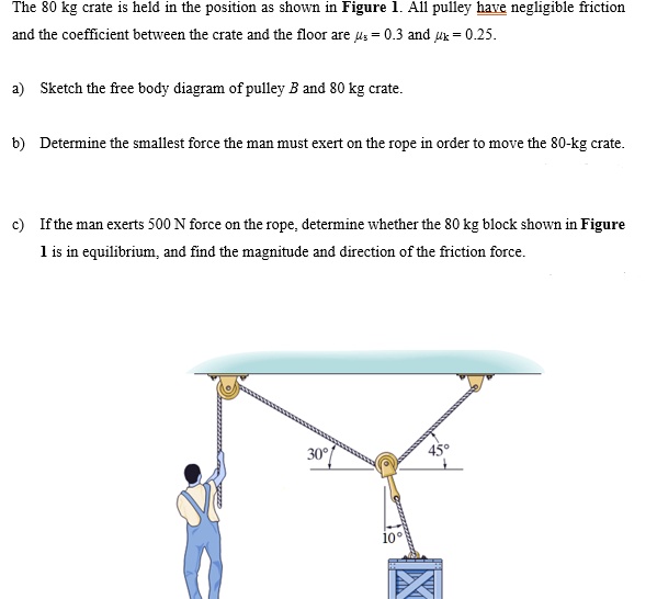 SOLVED: The 80 kg crate held in the position 38 shown in Figure All ...