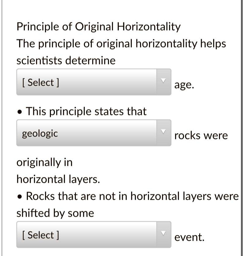 SOLVED: 'Principle of Original Horizontality The principle of original horizontality helps ...