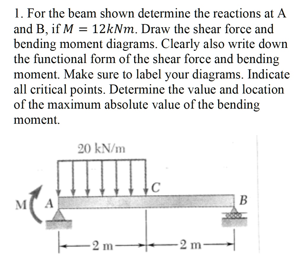 1. For the beam shown determine the reactions at A and B, if...