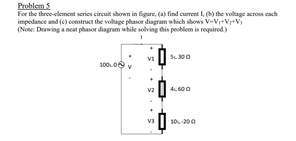 SOLVED: Problem 5: For the three-element series circuit shown in the figure, (a) find the ...