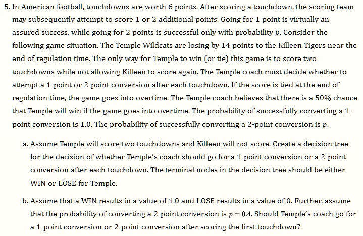 SOLVED: In American football, touchdowns are worth 6 points. After ...