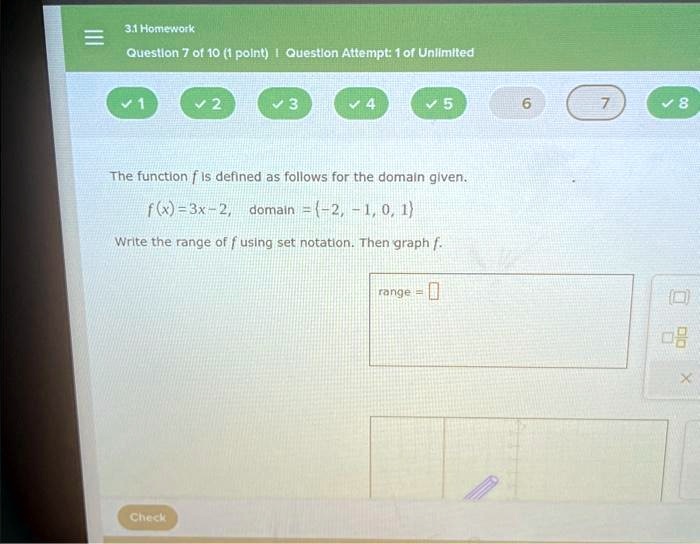 31homework question 7 of 10 1 point question attempt 1 of unlimited the function f is defined as ...