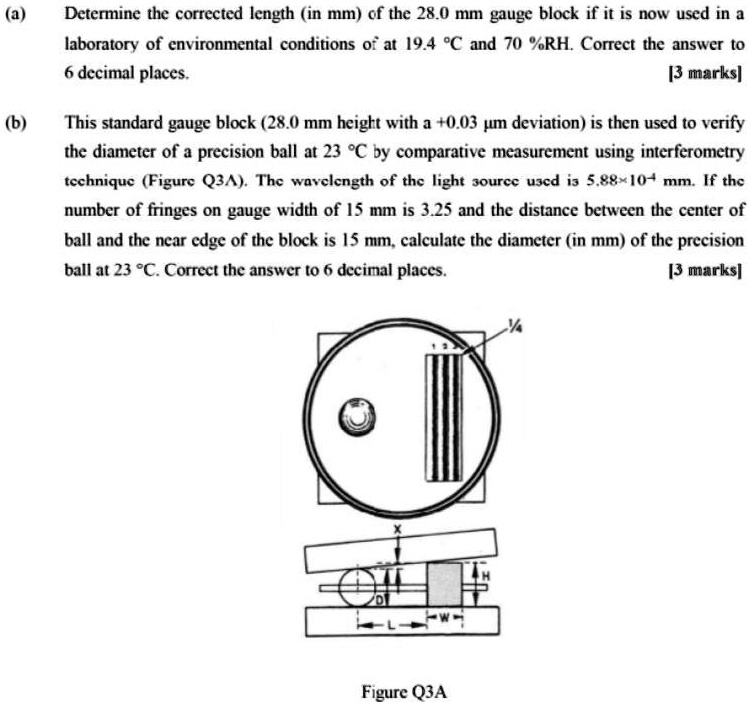 SOLVED: This standard gauge block (28.0 mm height with a +0.03 um ...