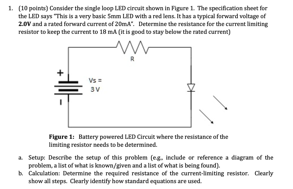 1. (10 points) Consider the single loop LED circuit shown in Figure 1 ...