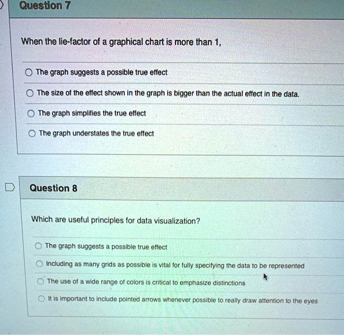 SOLVED: Question 7 When the lie-factor of a graphical chart is more ...