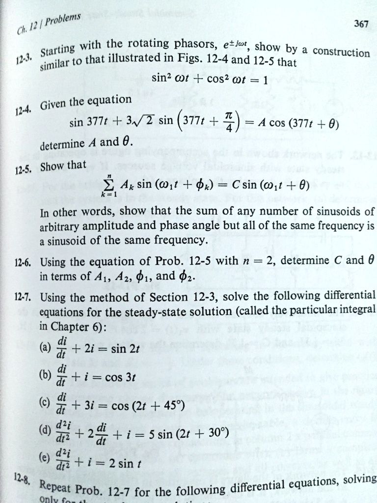 sinusoidal steady state analysis 12 5 only please 367 ch12problems sin2 ...