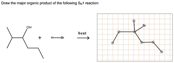 draw the major organic product of the following sn1 reaction heat 97989