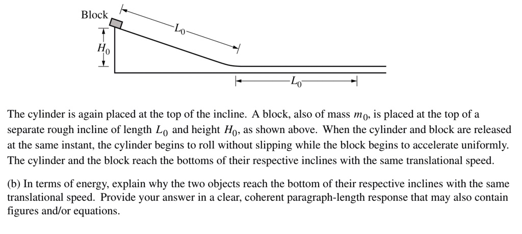 Block Ho The cylinder is again placed at the top of the incline. A ...