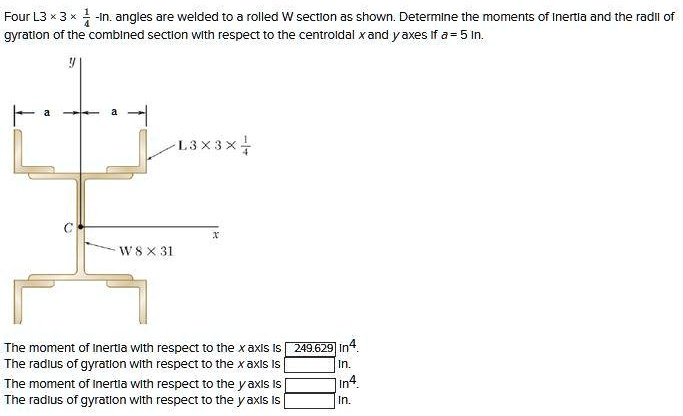 texts four l3x3x14 angles are welded to a rolled w8x31 section as shown ...