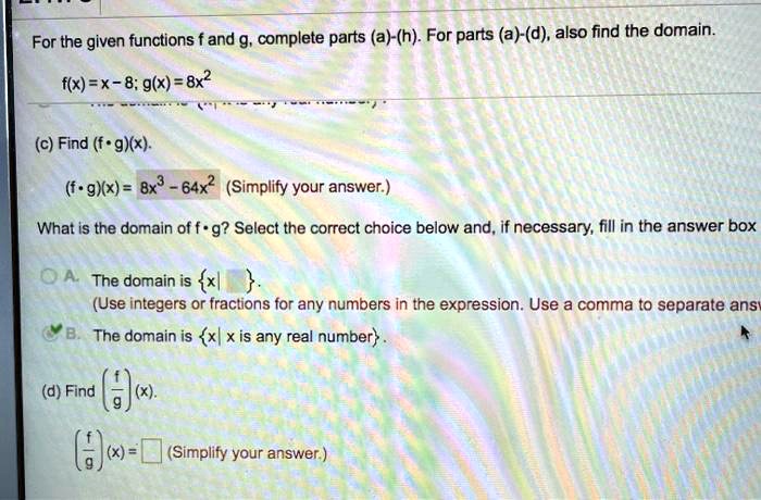 Solved For The Given Functions F And G Complete Parts A H For