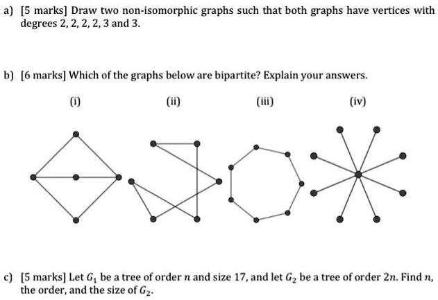 SOLVED: [5 marks] Draw two non-isomorphic graphs such that both graphs ...