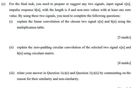 SOLVED: For the final task, you need to prepare or suggest two signals: an input signal x[n] and ...
