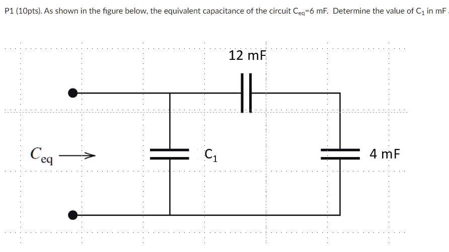 SOLVED: As shown in the figure below, the equivalent capacitance of the circuit Cea = 6 mF ...