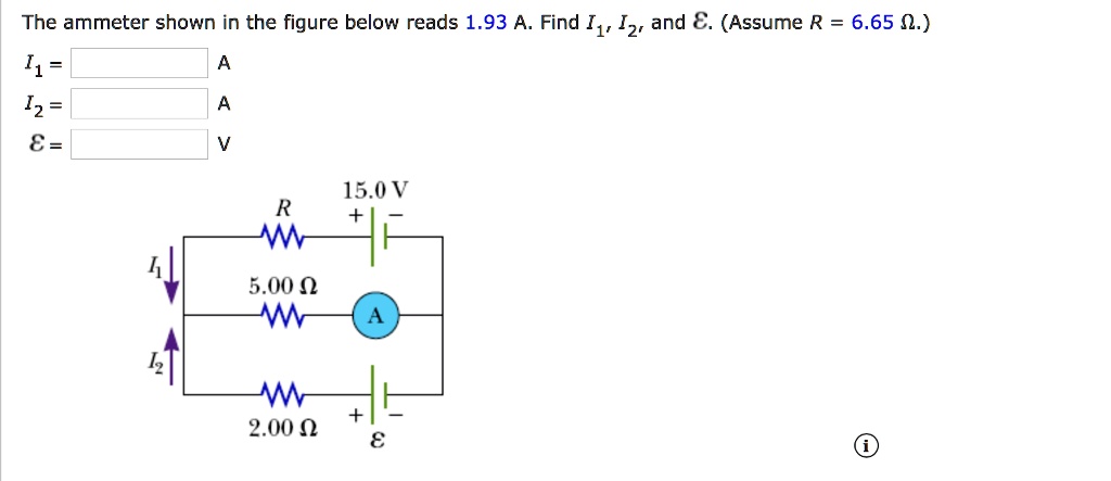 the ammeter shown in the figure below reads 193 a find iz iz and assume ...