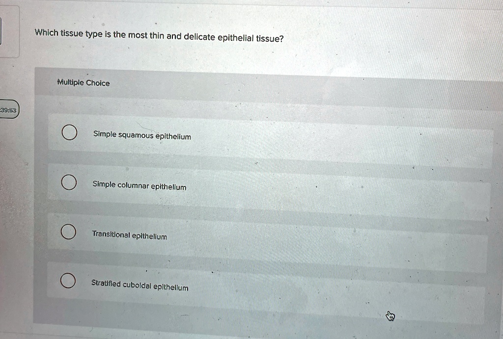 which tissue type is the most thin and delicate epithelial tissue multiple choice simple ...