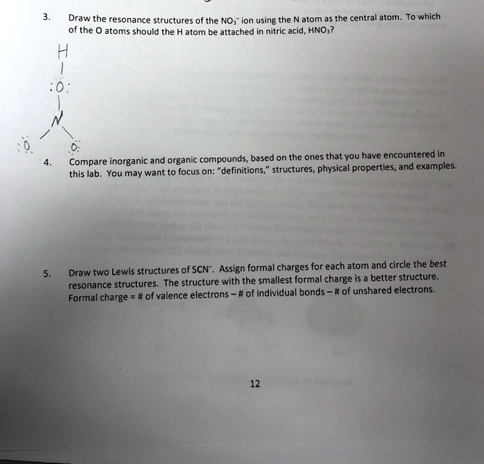 3. Draw the resonance structures of the NO3^- ion using the N atom as ...