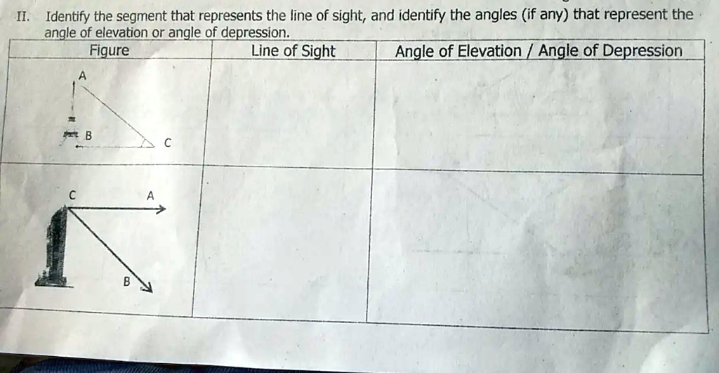SOLVED: Identify the segment that represents the line of sight; and identify the angles (if any ...