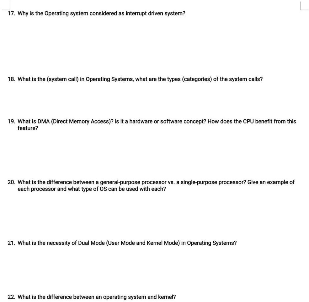 17. Why is the Operating system considered as interrupt driven system ...