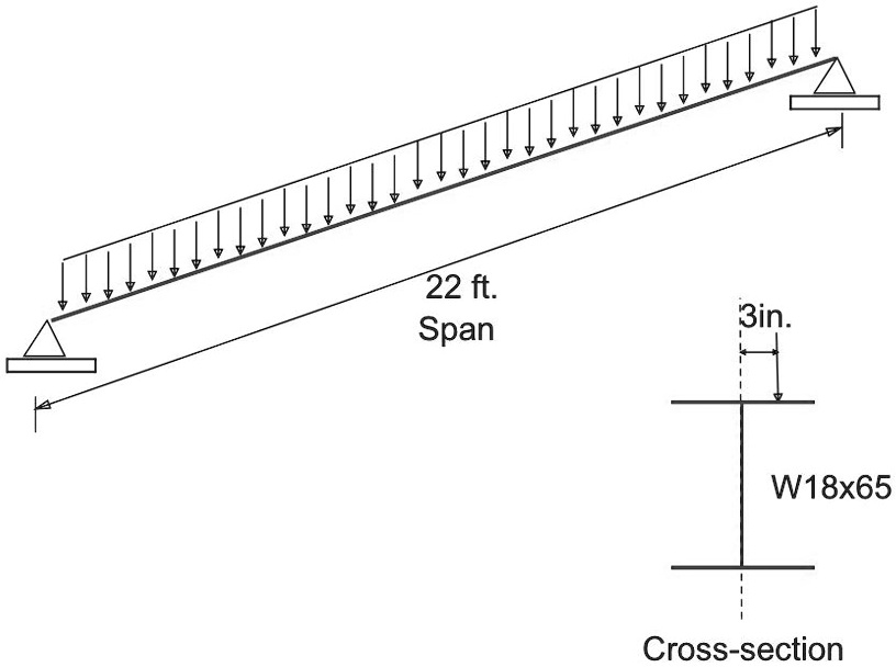 22 ft. Span 3in. W18x65 Cross-section
