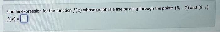 SOLVED: Find an expression for the function f(x) whose graph is a line passing through the ...