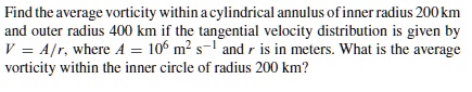 find the average vorticity within a cylindrical annulus of inner radius ...