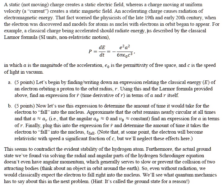 SOLVED: A static (not moving) charge creates a static electric field ...