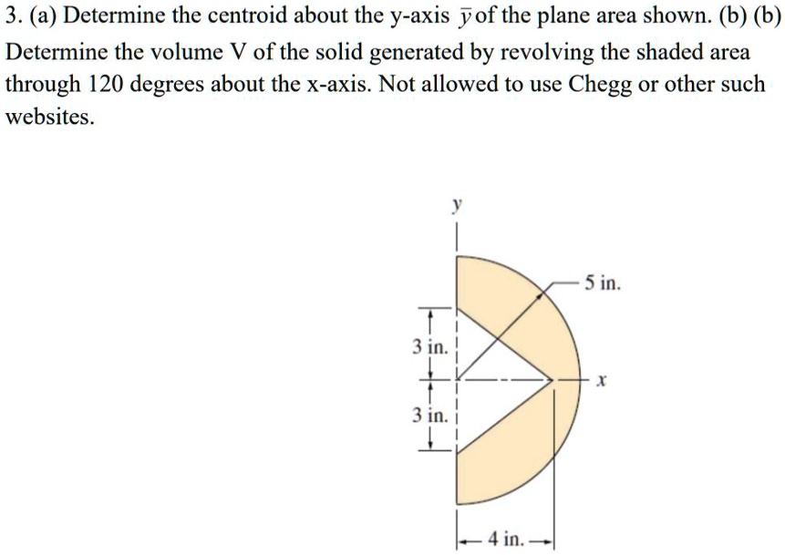 SOLVED: Determine the centroid about the y-axis of the plane area shown ...