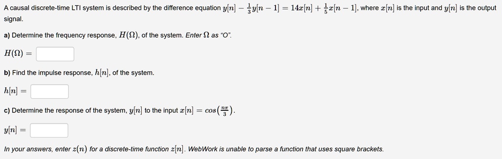 A causal discrete-time LTI system is described by the difference equation y[n] - (1)/(3)y[n-1 ...