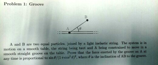 SOLVED: A and B are two equal particles, joined by a light inelastic ...