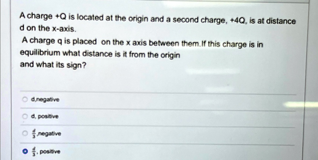 A charge +Q is located at the origin and a second charge, +4Q, is at ...
