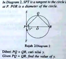In Diagram 2, SPT is a tangent to the circle at P. POR is a diameter of the circle. Diberi PQ ...
