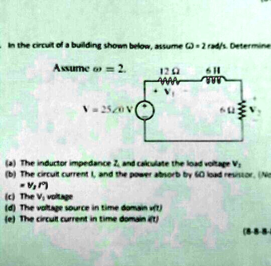 In the circuit of a building shown below, assume ω = 2 rad/s. Determine: Assume ω = 2. (a) The ...
