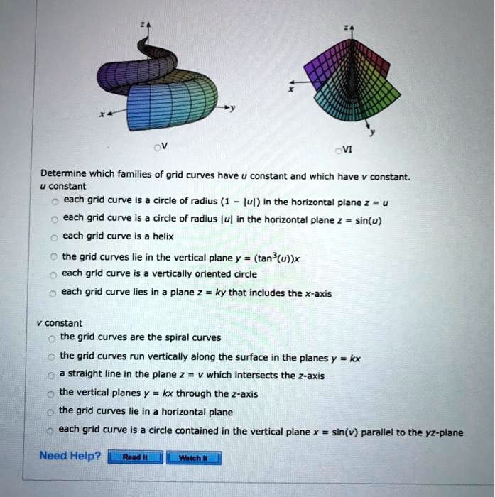 SOLVED: Determine which families of grid curves have constant and which ...
